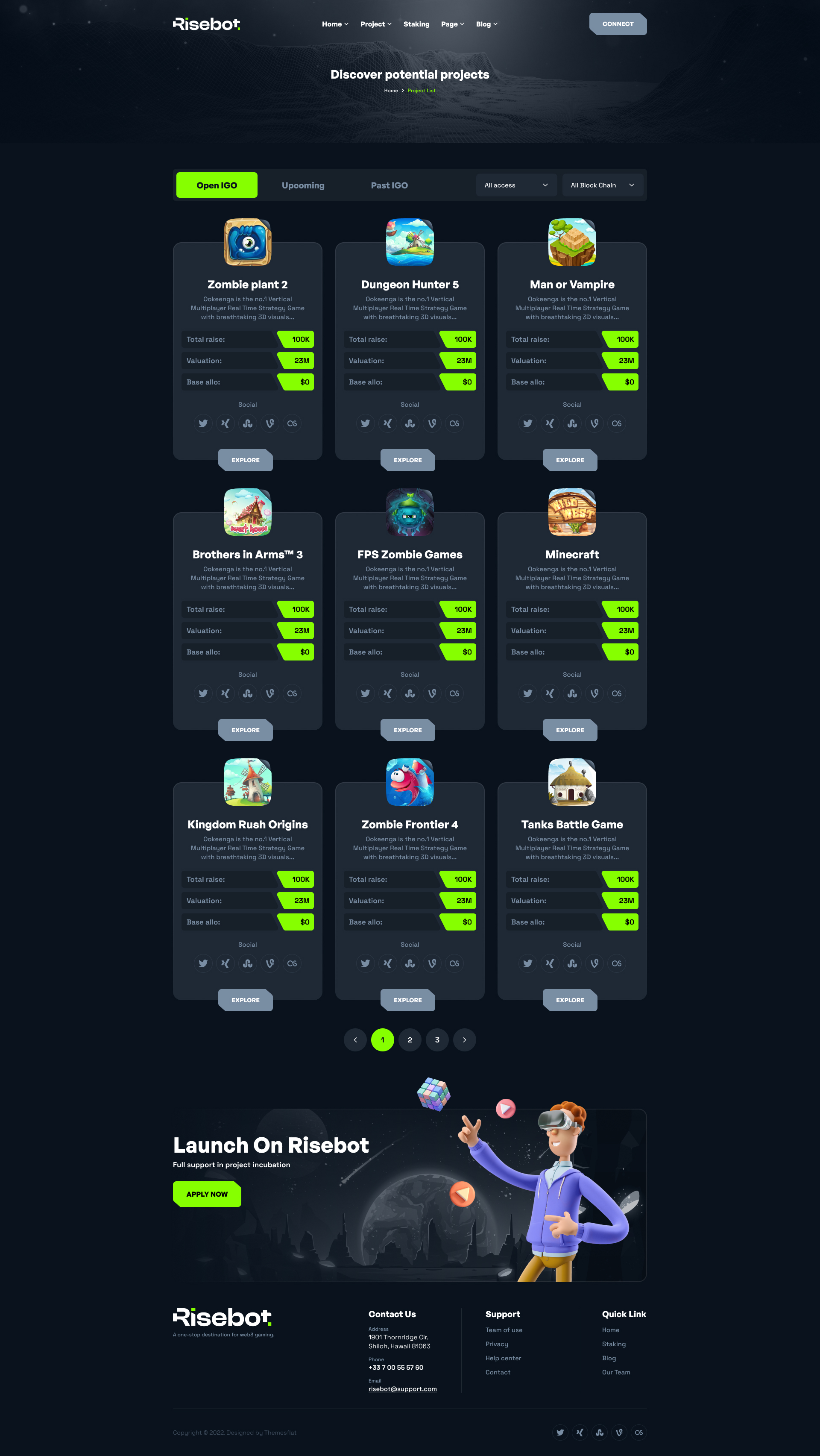 Risebot – Metaverse Web3 IGO Launchpad Figma Template - cybej.com